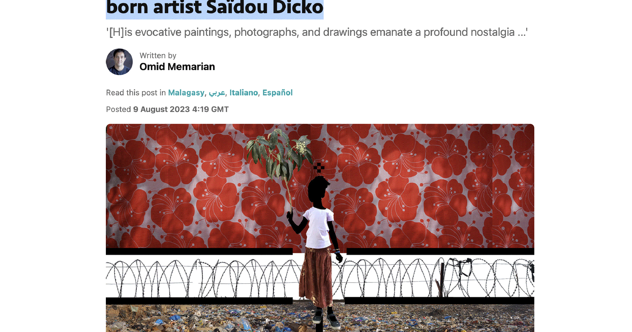 ‘My art is a tribute to my origins and childhood': An interview with ...