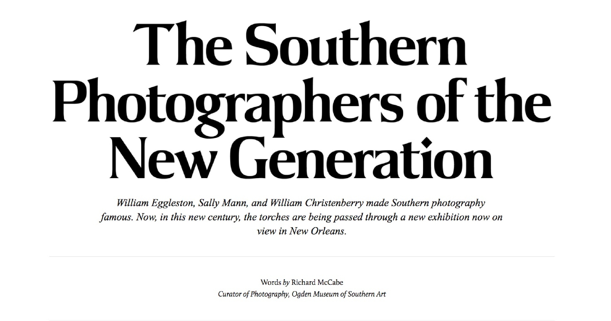 The Southern Photographers of the New Generation | Jackson Fine Art